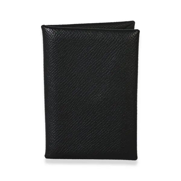 Hermès Epsom Calvi Card Holder - Black
