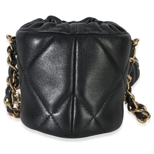 Chanel Quilted Lambskin Micro Bucket Bag - Black