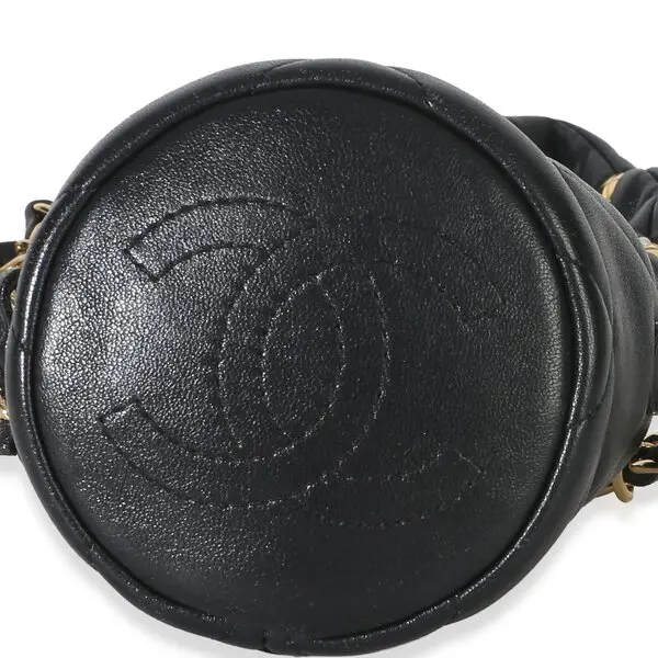 Chanel Quilted Lambskin Micro Bucket Bag - Black
