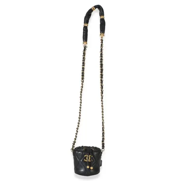 Chanel Quilted Lambskin Micro Bucket Bag - Black