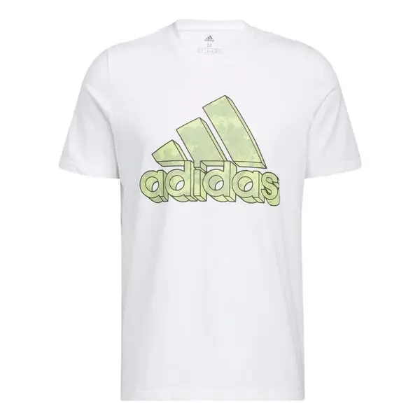 Adidas Alphabet Logo Sports Round Neck Pullover Short Sleeve White T-shirt - Multi-color