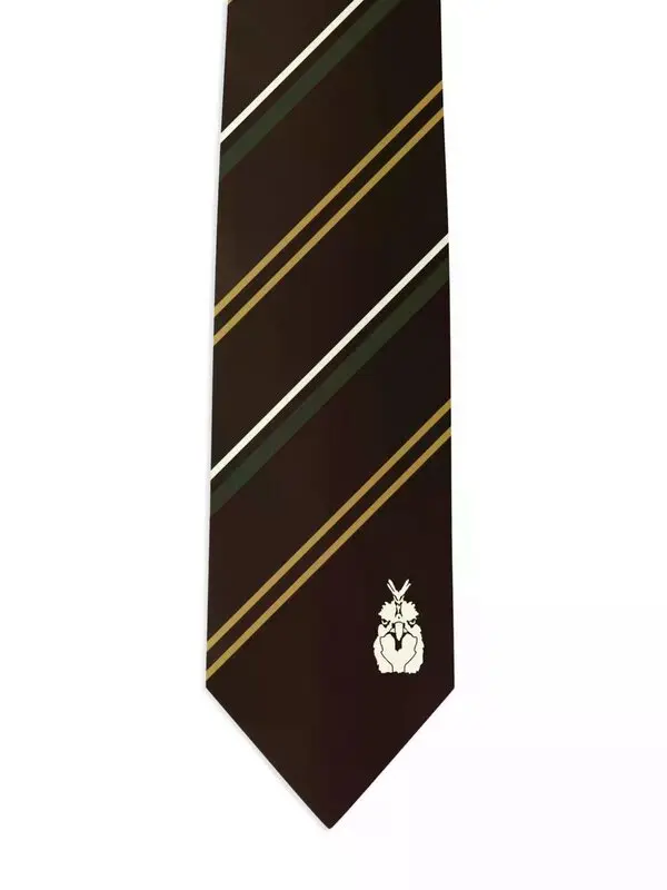 Henrik Vibskov Embroidered Chicken Diagonal-stripe Neck Tie