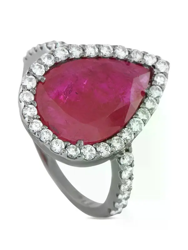 LB EXCLUSIVE 18k White Gold Ruby And Diamond Ring - Silver