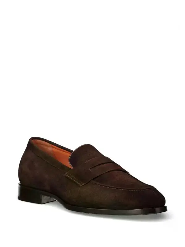 Santoni Suede Penny Loafers