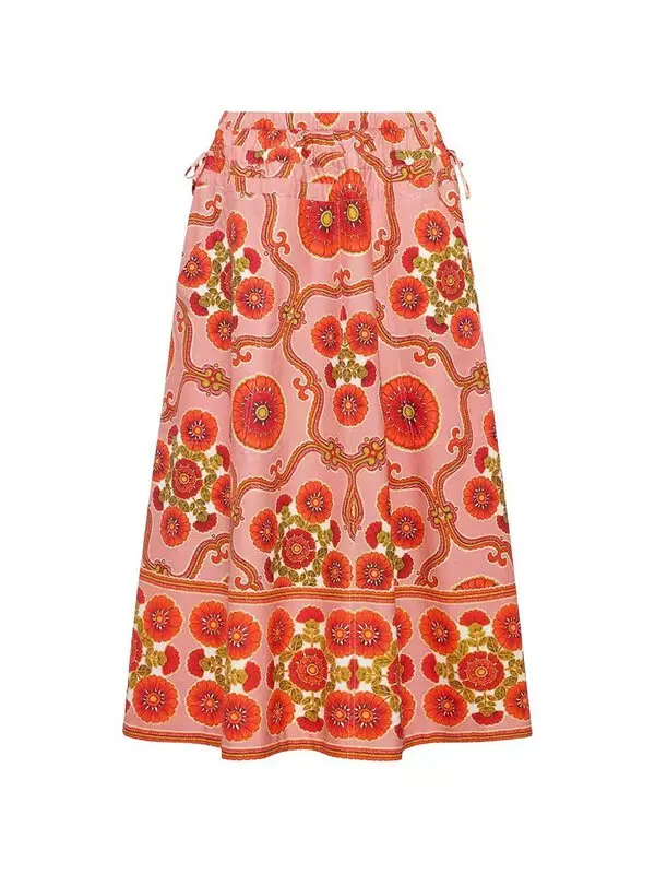 Cara Cara Meret Floral-print Midi Skirt - Red
