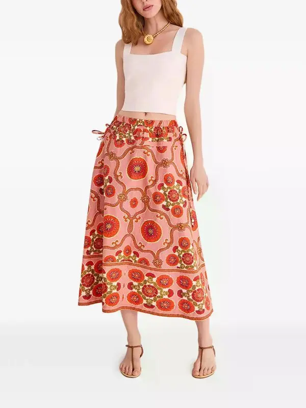 Cara Cara Meret Floral-print Midi Skirt - Red