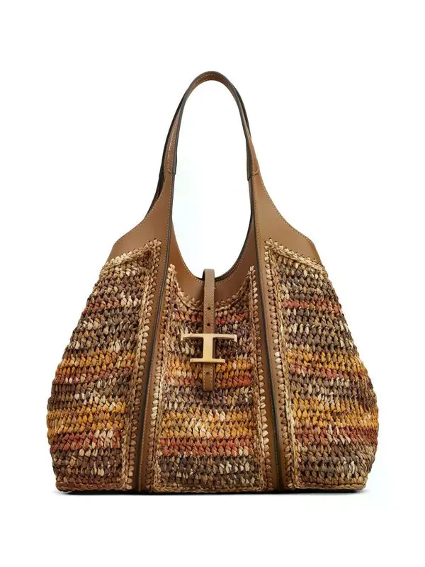 TOD'S T Timeless Woven Tote Bag - Orange