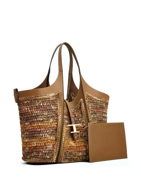 TOD'S T Timeless Woven Tote Bag