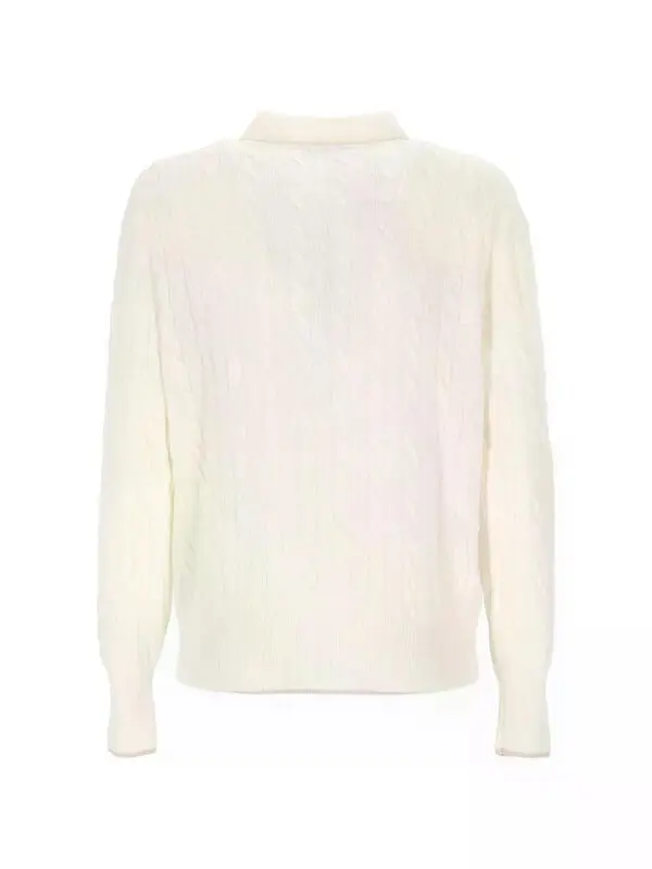 GRAN SASSO Cable-knit Polo Sweater - White
