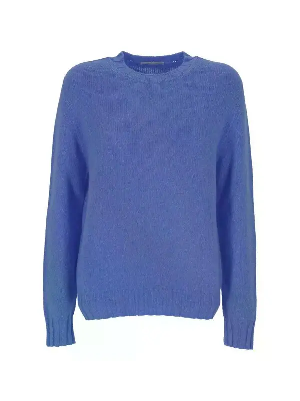 OLIVER LATTUGHI Ribbed-trim Cashmere Sweater - Blue