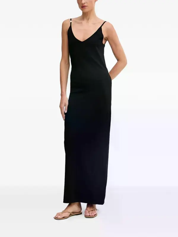 Guess Spaghetti Strap Maxi Dress With Logo Plaque