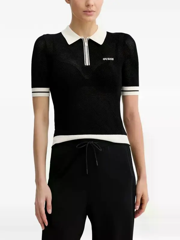 Guess Gabry Logo-embroidered Half-zip Polo Shirt