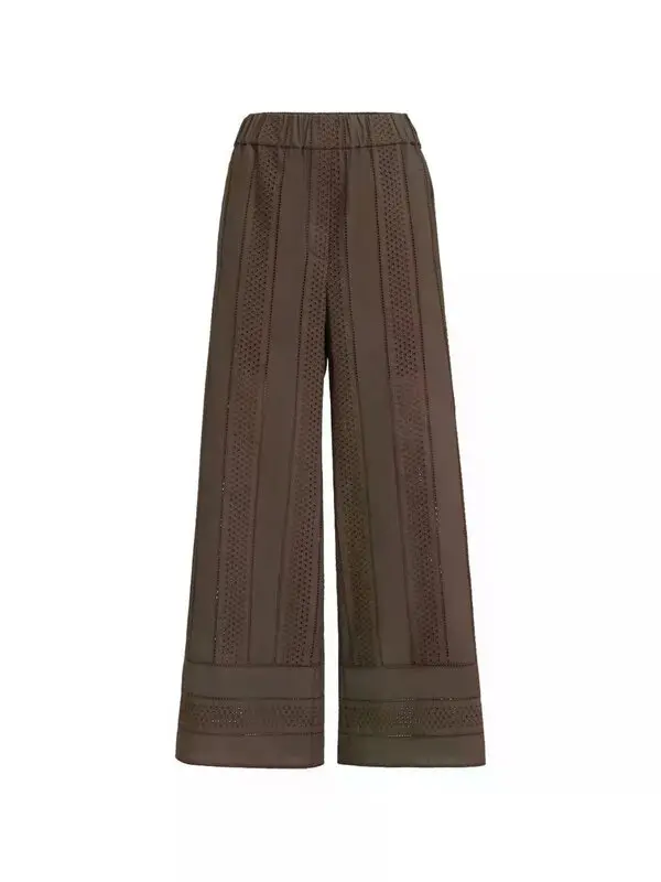 Brunello Cucinelli Techno Cotton Poplin Broderie Anglaise Track Trousers