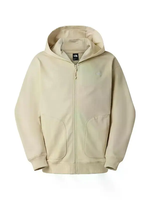 The North Face Logo Embroidered Zip-up Hoodie - Neutrals