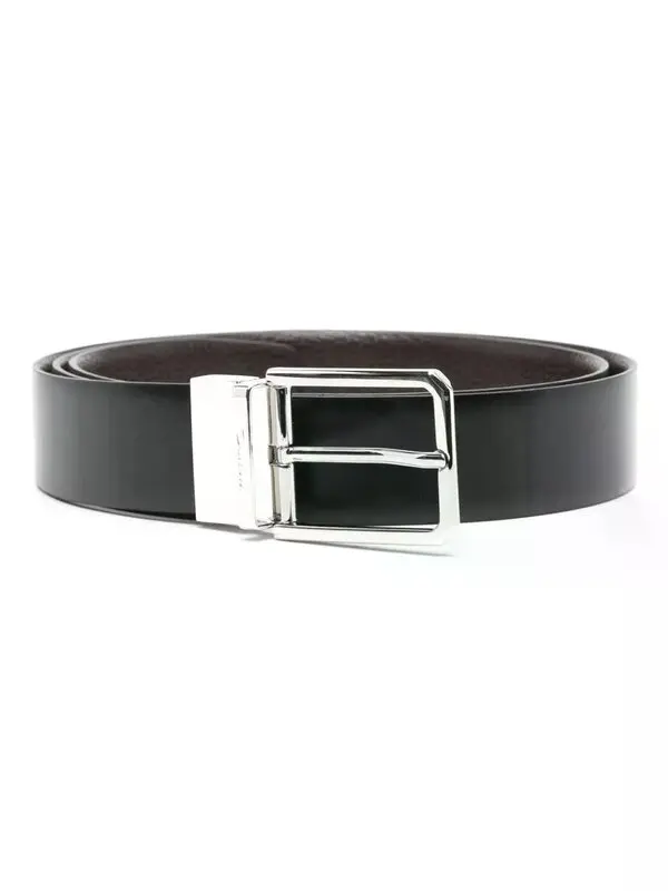 Santoni Reversible Leather Belt - Black