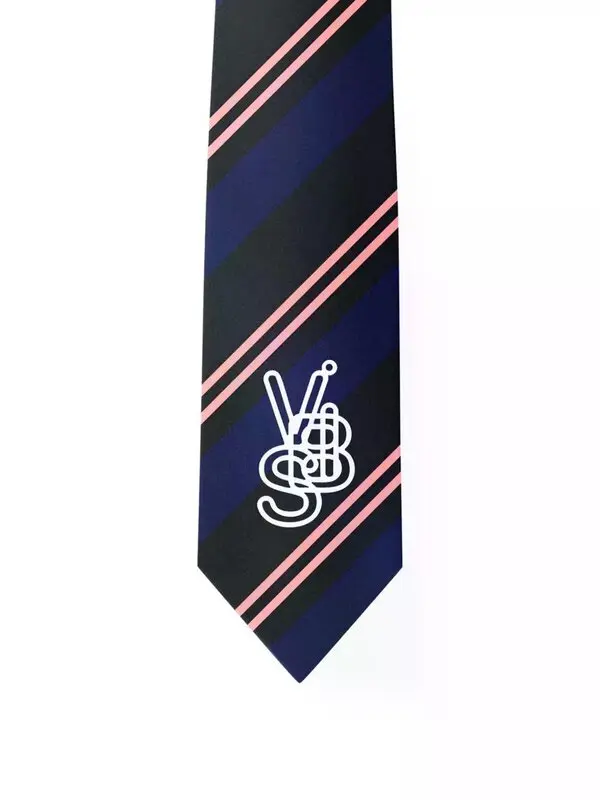 Henrik Vibskov Striped Logo-embroidered Neck Tie - Blue