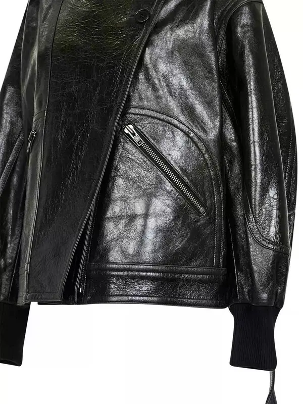 Co Asymmetrical Collar Leather Jacket