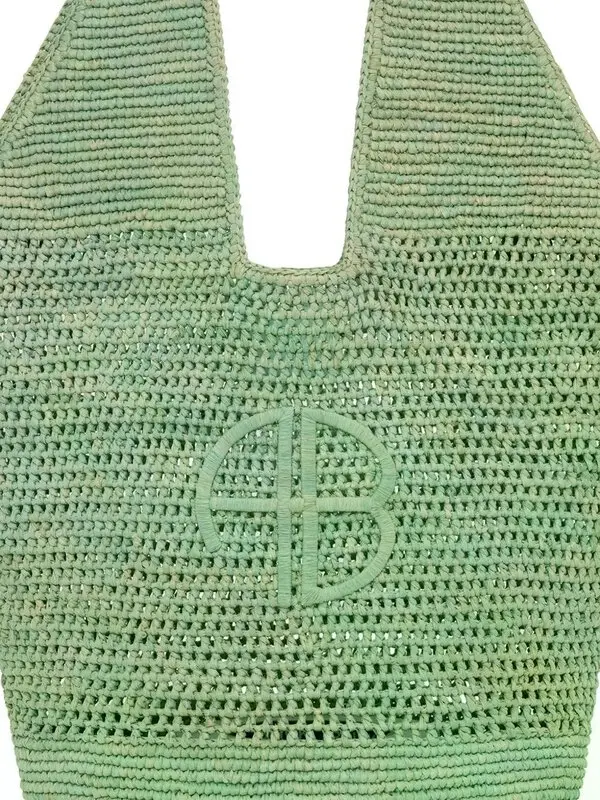 ANINE BING Leah Logo Raffia Tote Bag