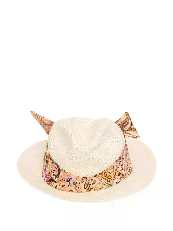 Liu Jo Paisley-print Straw Fedora Hat - Neutrals