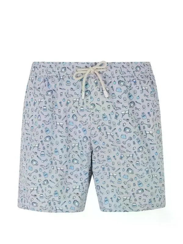 MC2 SAINT BARTH Graphic-print Swim Shorts - Blue