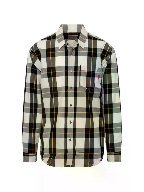 MASTERMIND WORLD Plaid-motif Cotton Shirt - White