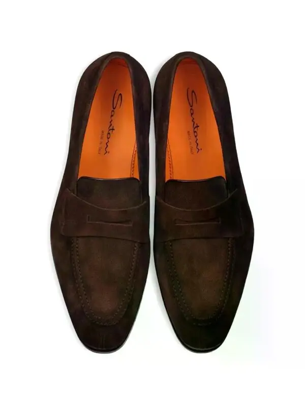 Santoni Suede Penny Loafers
