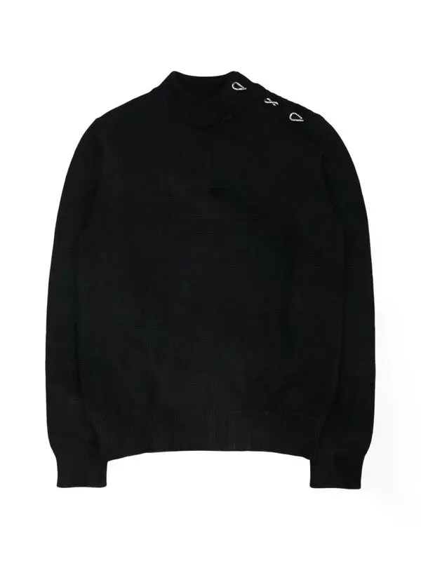 JIL SANDER Mock Neck Sweater With Shoulder Buttons - Black