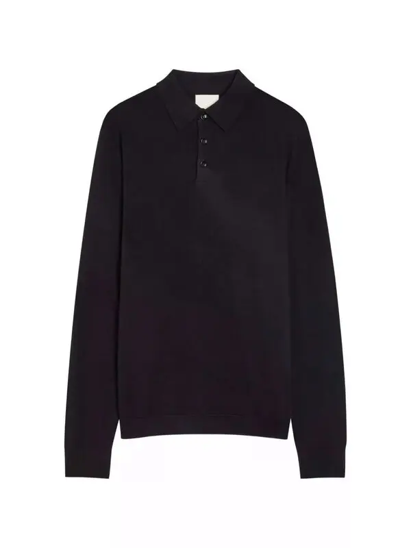 ALLUDE Long-sleeve Knitted Polo Shirt