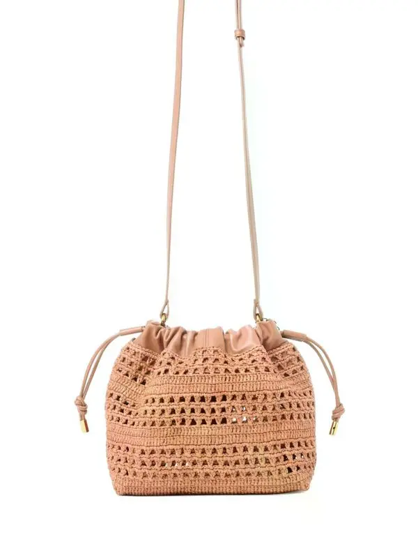 Chloé Woven Mini Bag With Embroidered Logo - Neutrals