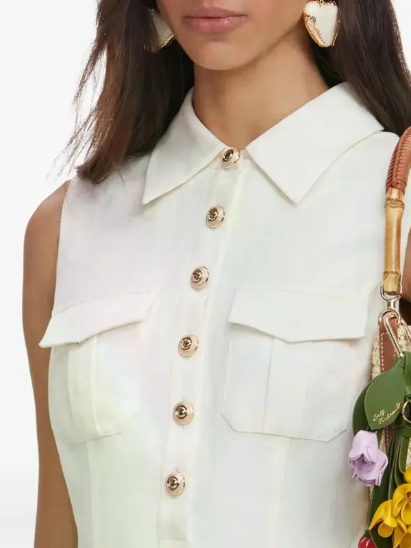 SELF-PORTRAIT Scalloped Hem Button-up Mini Dress