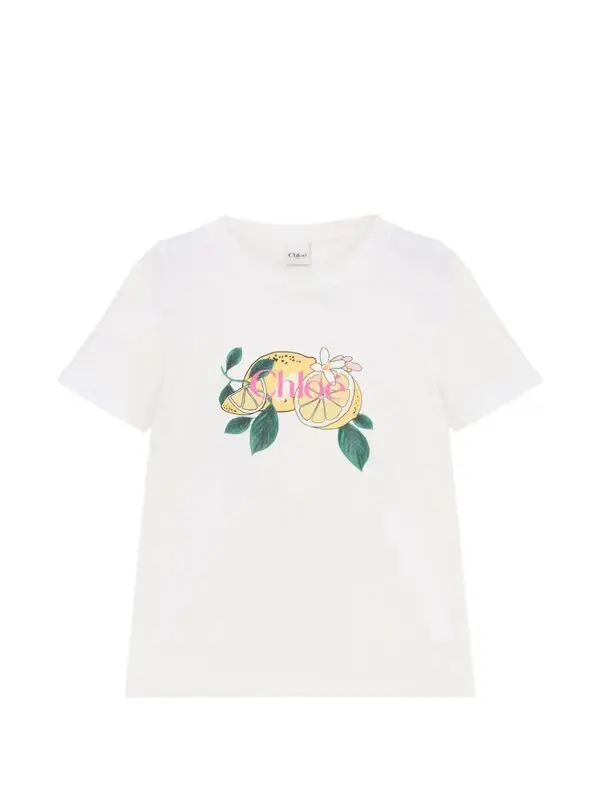 Chloé Cotton Lemon Print T-shirt - White
