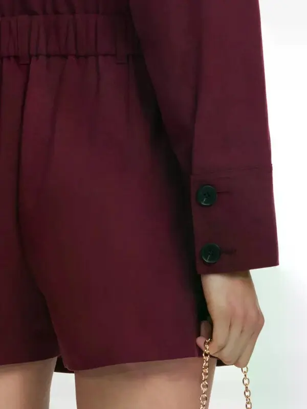 SELF-PORTRAIT Burgundy Tie-neck Mini Playsuit