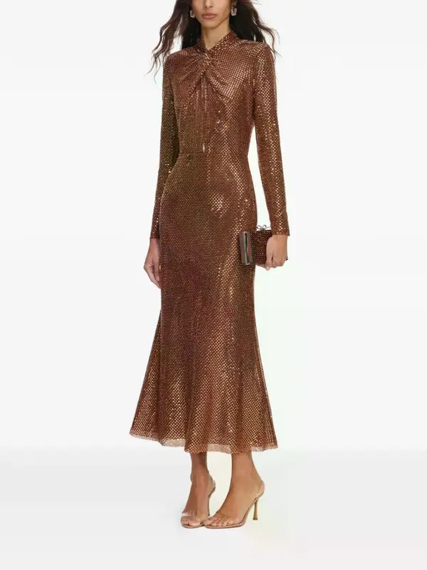 SELF-PORTRAIT Rhinestone Embellished Midi Dress