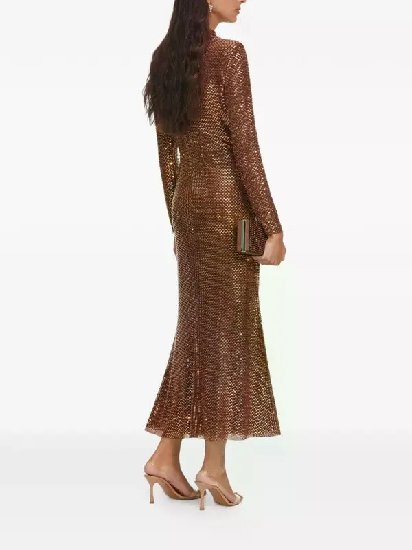 SELF-PORTRAIT Rhinestone Embellished Midi Dress