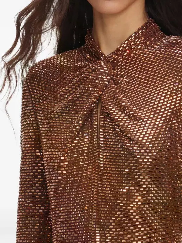 SELF-PORTRAIT Rhinestone Embellished Midi Dress