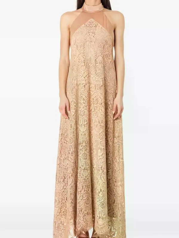 D.exterior Lace-overlay Gown - Neutrals