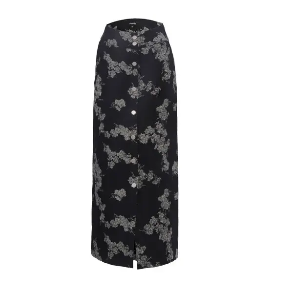 SMART AND JOY Denim Skirt With Front Slit