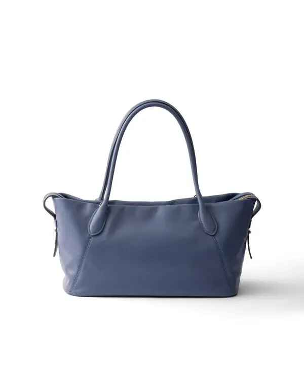Prada Large Leather Tote Bag - Blue