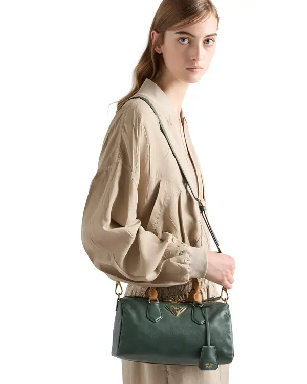 Prada Evasion Small Leather Top-handle Bag - Green
