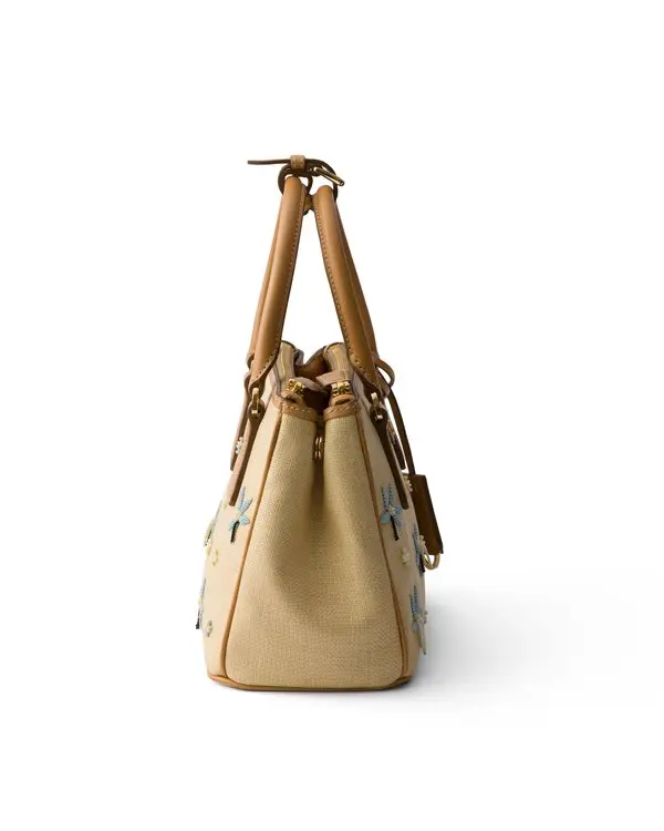 Prada Galleria Small Canvas And Leather Embroidered Bag