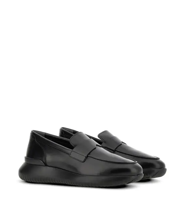 Hogan Leather Penny Bar Loafers