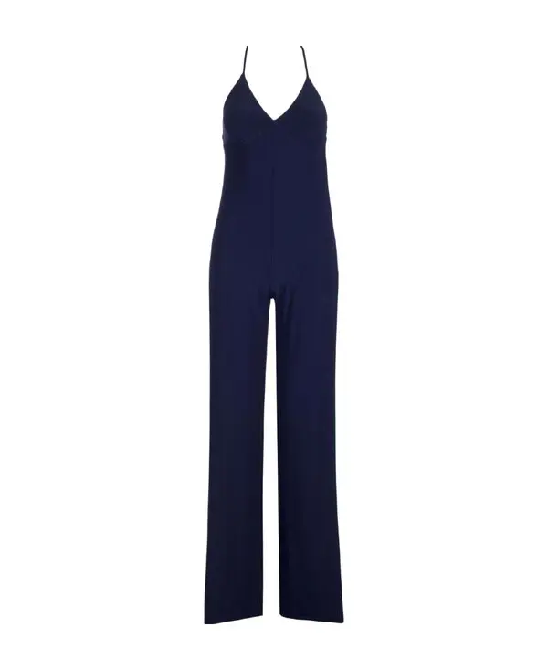 Norma Kamali V-neck Spaghetti Strap Wide-leg Jumpsuit - Black