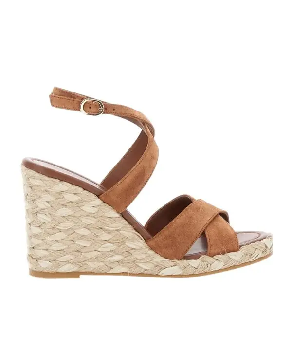 STUART WEITZMAN Round Toe Wedge Sandals - Nude