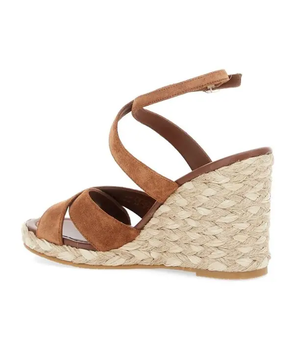 STUART WEITZMAN Round Toe Wedge Sandals - Nude