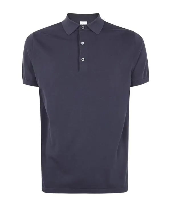 Aspesi Short-sleeve Buttoned Polo Shirt - Black