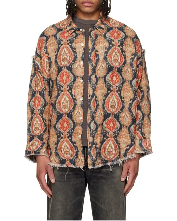 R13 Shredded Seam Patterned Shirt