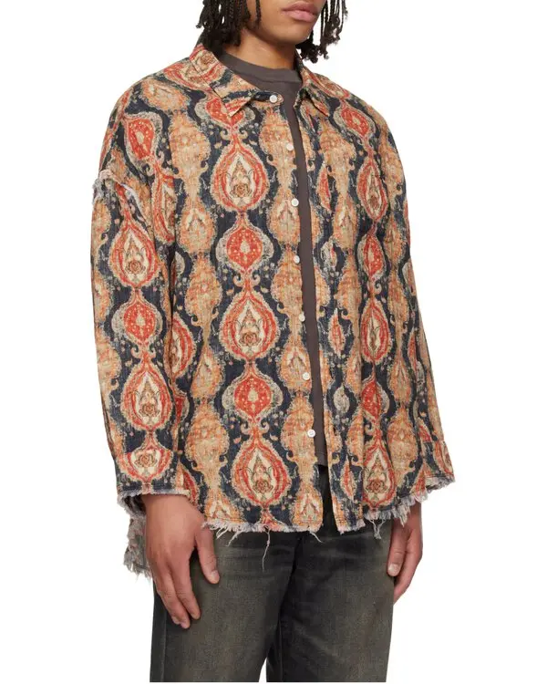 R13 Shredded Seam Patterned Shirt
