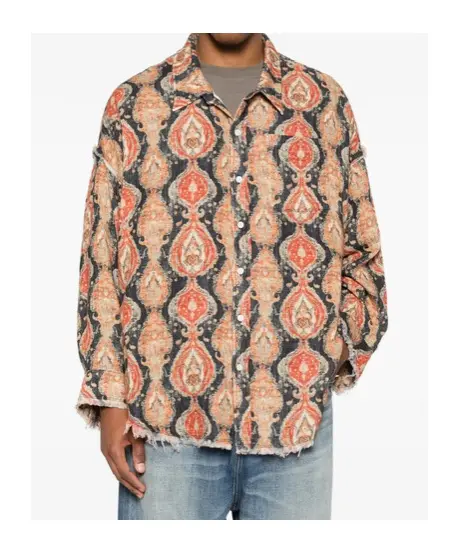R13 Shredded Seam Patterned Shirt