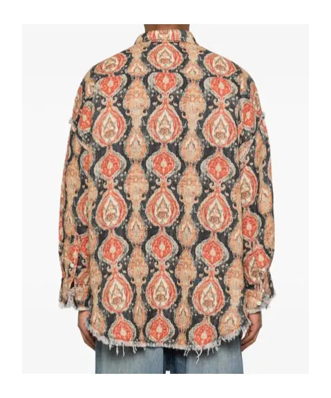R13 Shredded Seam Patterned Shirt