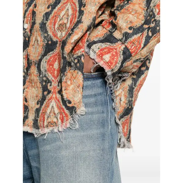 R13 Shredded Seam Patterned Shirt